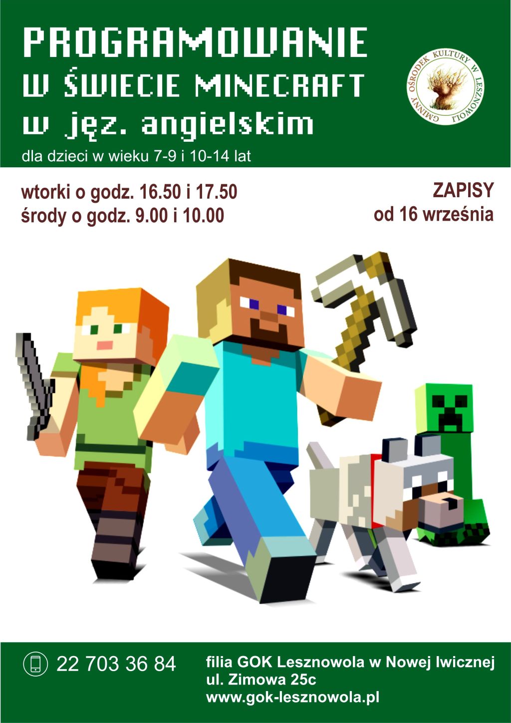 Programowanie w świecie Minecraft w jęz.angielskim - Zajęcia, Kursy online, Warsztaty, Kolonie ...
